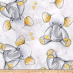 David Textiles Sleepytime Elephants Antipill Fleece 60'' Grey Fabric
