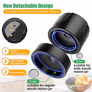 Racazl Electric Mason Jar Vacuum Sealer - Vacuum Sealer for Jars, Electric Vacuum Sealer for Mason Jars Food Storage, Jar Vacuum Sealer for Canning Jars with Mouth and Regular Mason Lids