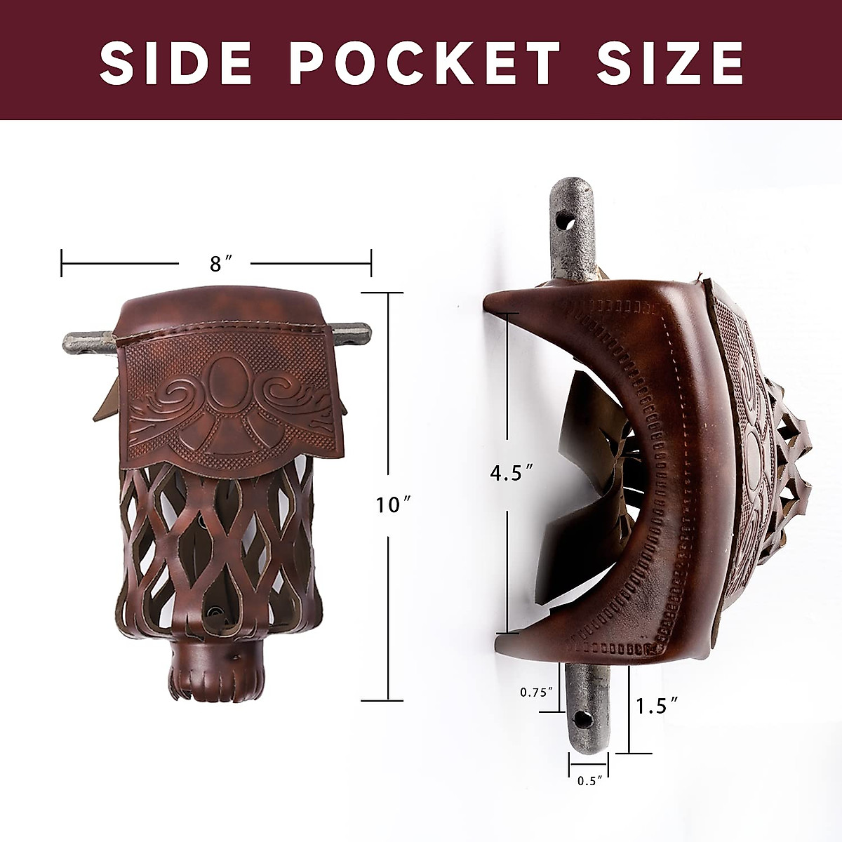 GSE Games & Sports Expert Set of 6 Heavy Duty PU Leather Billiard Pool Table Pockets, Billiard Pool Table Accessories (Walnut, Shield)