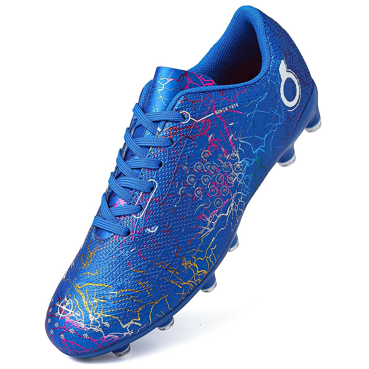 Beyondjuff Boys' Soccer Shoes Kids Firm Ground Soccer Cleats Girls Turf Shoes Outdoor Trainning Shoes Football Shoes Blue Big Kid 6US