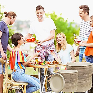 smilixin 150 Pack Paper Plates,100% Compostable 7 inch Paper Plates,Disposable Plates,Biodegradable Plates Made of Sugarcane Fiber,Heavy-Duty Paper Plates for Daily Meals Party Dinner (7 Inch)