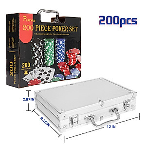 PLAYWUS Casino Poker Chip Set, 300 PCS Poker Chips with Aluminum Case,11.5 Gram Chip with Iron Insert for Texas Holdem Blackjack Gambling