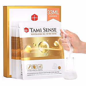 FAMENITY 33ml Essence Best Moisturizing Face Mask For Korean Skincare - Sheet Masks with 33ml Serum Vitamin B Complex Rice Extract Collagen & Face Moisturizer for women men (5 Masks)