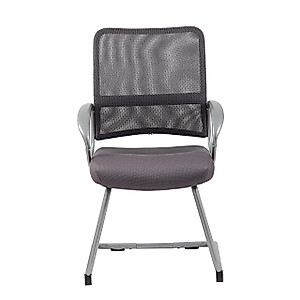 Boss Office Products Mesh Back Guest Chair with Pewter Finish in Charcoal Grey 24D x 24W x 39H in
