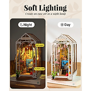 Rolife DIY Book Nook Kit Wooden 3D Puzzle Bookends 9.5" Garden House Miniature Kit with LED Bookshelf Decor Arts and Crafts for Adults Family Project Hobby Creative Gifts for Girls Boys Christmas