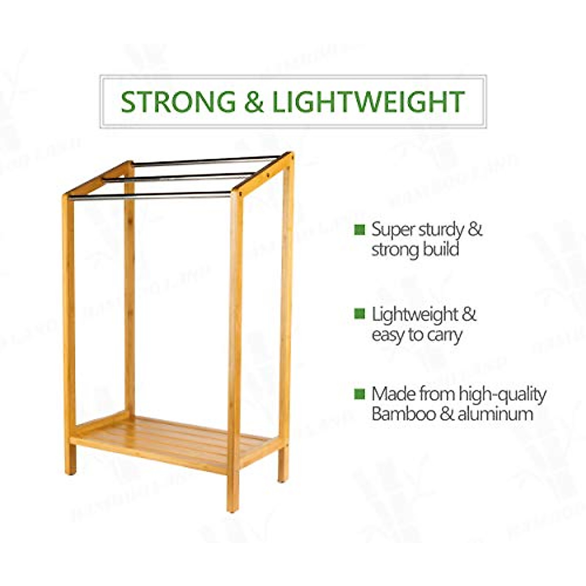 Bamboo Land- Bamboo Freestanding Towel Rack for Bathroom, Bathroom Hand Towel Holder, Outdoor Towel Rack for Pool, Standing Towel Rack, Towel Racks for Bathroom Freestanding, Towel Holder Stand