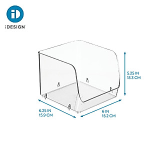 iDesign Recycled Plastic Stackable Open-Front Storage Bin – Linus Collection – Clear