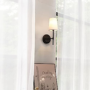 Globe Electric 51859 1-Light Wall Sconce, Matte Black, White Fabric Shade, Wall Lighting, Wall Lamp Dimmable, Wall Lights for Bedroom, Kitchen Sconces Wall Lighting, Home Décor, Bulb Not Included