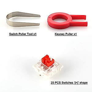 KULONG Key Switches, Black/Red/Blue/Brown Switch 3 Pin Keyswitch,Plate Mounted |Tactile Switch for Mechanical Keyboard,Extra-Thin & Light,Keycap Puller and Switch Puller Low Profile Switch (25 PCS)