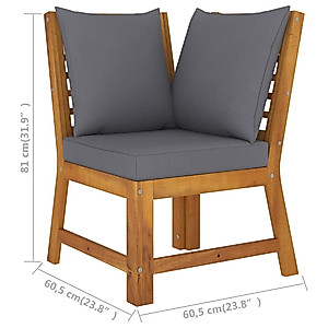 QZZCED Sectional Corner Sofa with Dark Gray Cushion,Mid Century Modern Couch,Outdoor Furniture,Patio Conversation Sets,Cloud Couch,for The Living Room and Bedroom,Patio,Porch,Deck,Solid Acacia Wood