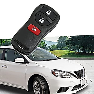 A ABSOPRO Keyless Entry Remote Key Fob Clicker 28268-C991C 3 Buttons Transmitter Replacement for Nissan Sentra 2007-2012 Plastic, Metal Black