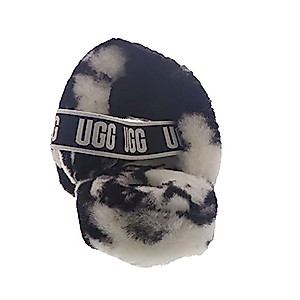 UGG Girls K Fluff Yeah Slide Marble Slipper, Black, 5 Big Kid