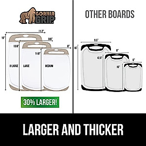 Gorilla Grip Cutting Boards Set of 3 and Manual Can Opener, Cutting Boards Are Slip Resistant, Can Opener Includes Built in Bottle Opener, Both in Almond Color, 2 Item Bundle