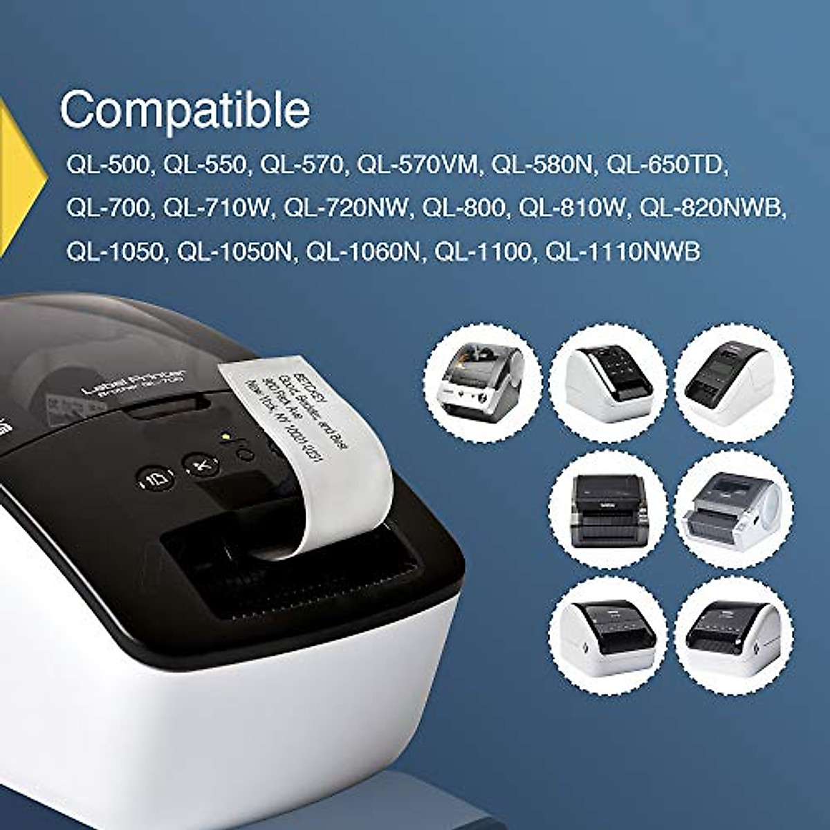 BETCKEY - Compatible Multipurpose Labels Replacement for Brother DK-1204 (2/3" x 2-1/8"), Use with Brother QL Label Printers [1 Roll/400 Labels]