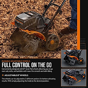 SuperHandy Electric Tiller-Cultivator, Battery powered 40V Li-on, 14" Inch Tilling Width, 4 Tine, for Weed Removal & Soil Cultivation