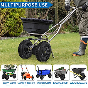 phepetroll 13 Inch Flat Free Wheels Tires 4.00-6 Solid Replacement with Universal 5/8" Axle Bore Hole, 8 Spacers and 4 Pins, for Wheelbarrow, Garden Wagon, Hand Truck, Trolley, Lawn Mower, 2 Pack