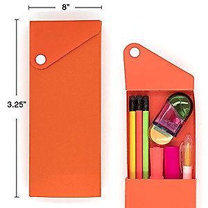 Emraw Bright Color Slider Pencil Case - Pencil case Slider Pencil case for Color Pencils, Durable Slider Pencil Case Color Pencils Box & Pencil case snap Close (6-Pack)