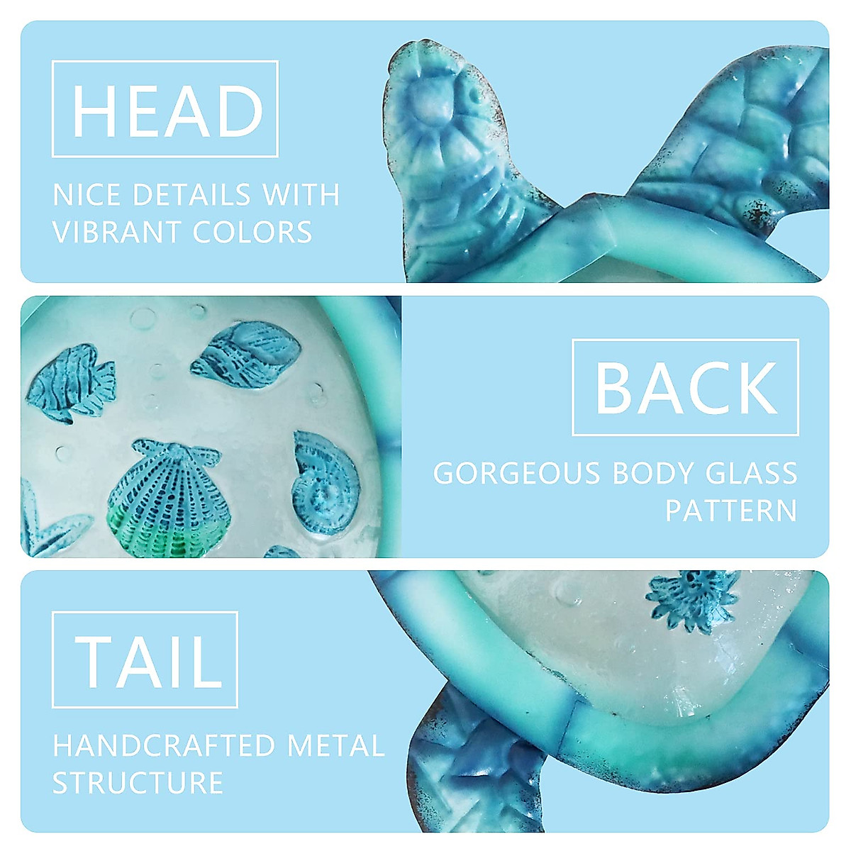 LIFFY 20Inch Metal Sea Turtle Wall Decor Hanging Wall Art Decorations for Beach Pool Patio Seametal