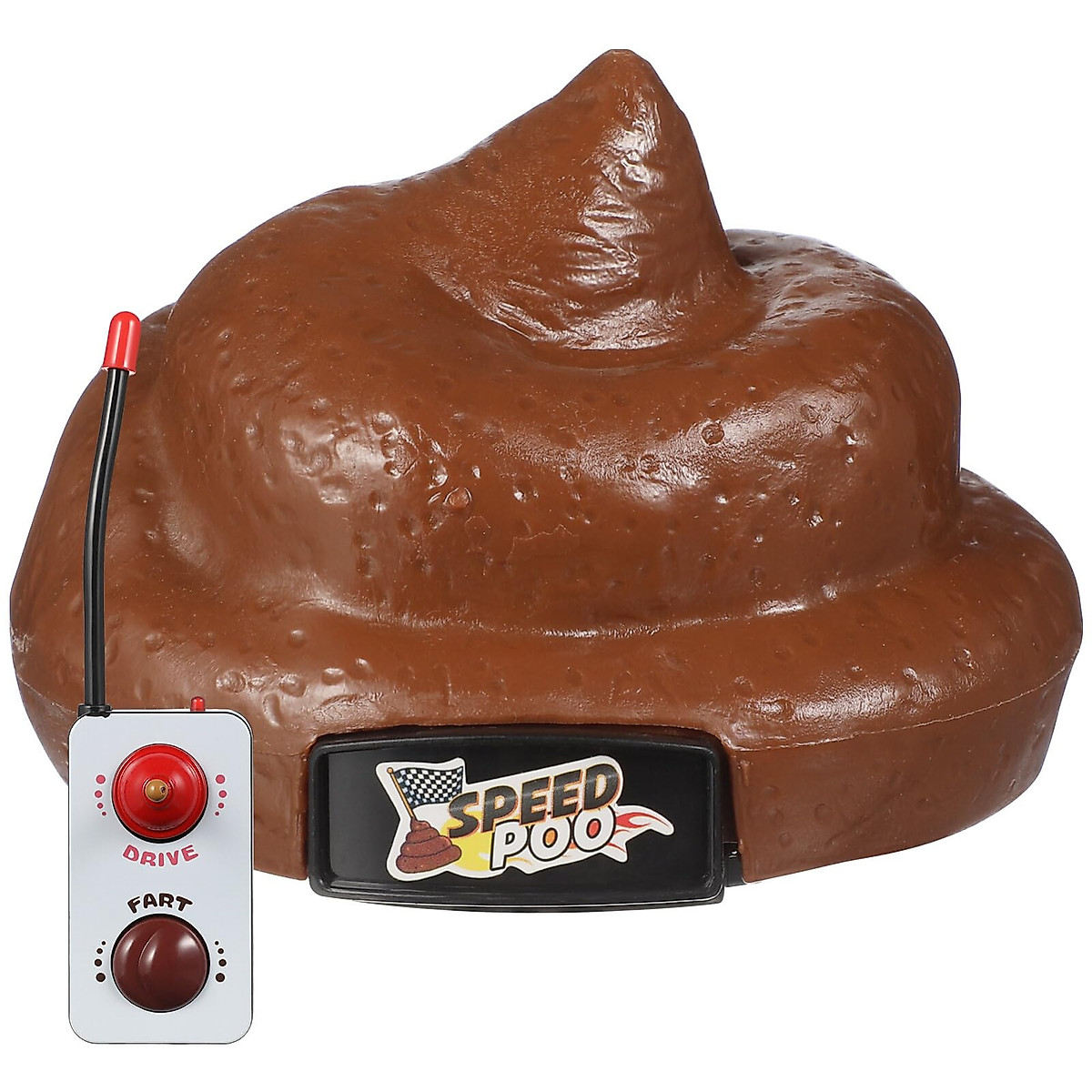 NUOBESTY Poop Car Remote Control Plastic Simulation Stool Toy Shit Poop Car with Spinning and Farting Action for Halloween April Fools Day Party Kids Child Toy