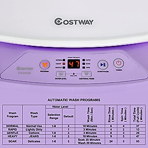 Mayjooy Portable Washing Machine, 8lbs Full-Automatic Washer and Spinner Combo w/6 Programs, 6 Water Levels & Built-in Drain Pump, 2-in-1 Compact Laundry Washer for RV/Dorm/Apt (Purple)