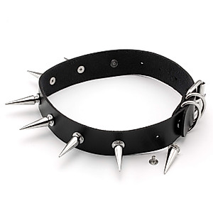 MILAKOO Gothic Rivet Spike Choker Punk Rock Biker Strap Leather Choker Necklace Adjustable