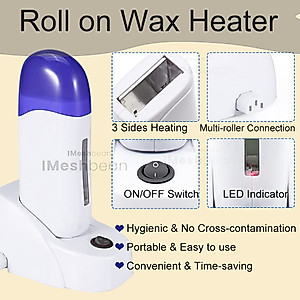 iMeshbean® Depilatory Roll on Wax Heater Roller Warmer Cartridge Strips Hair Removal Kit USA (Aloe & Honey Wax & 100 Paper)