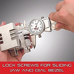 Starrett Dial Caliper with Adjustable Bezel and Fitted Case - White Face, 0-6" Range, -0.001" Accuracy, 001" Graduations - 3202-6