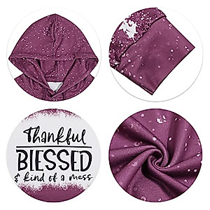 TAOHONG thankful blessed kind of a mess sweatshirts Purple Red