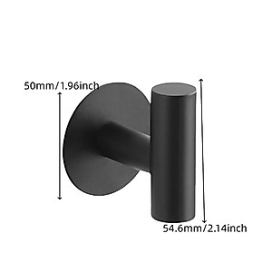 UPEYXDQR Adhesive Hooks 2 pcs 304 Stainless Steel Robe Hook Holder Heavy Coat Hook for Bathroom Kitchen Livingroom Garage Hotel Brushed Finish (Matte Black)