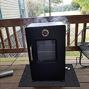 Electric Smoker Mat，Premium Oven Protective Mat—Protects wooden floors and outdoor terraces,Absorbent Material-Contains Smoker Splatter，Anti-Slip and Waterproof Backing，Washable (36" x 46")