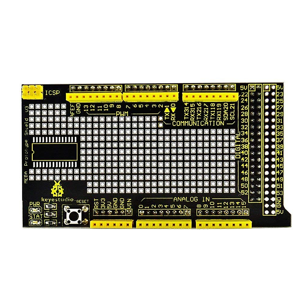 KEYESTUDIO MEGA Prototype Shield V3 Board for Arduino Mega R3 2560, with 170 Points Breadboard Solderable, Easy to Use, Great for Prototyping Circuit Building Projects