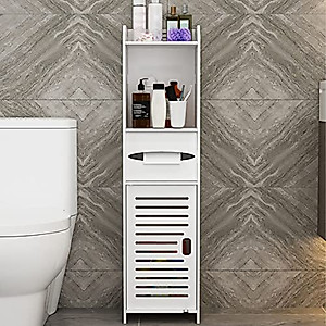 RUILOGOD Small Bathroom Storage Cabinet with Doors and Shelves Narrow Bathroom Cabinet Slim Bathroom Organizer Cabinet White YSBG-01 YSBG-01