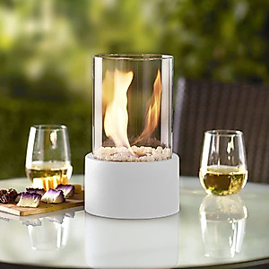 Tabletop Fire Pit, Ventless Tabletop Portable Fire Bowl Pot, Portable Rubbing Alcohol Fireplace, Mini Personal Fireplace for Indoor & Outdoor, Bio Ethanol Fuel, Home Decor, Gift Choice (White)