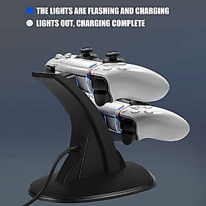 PS5 Controller Charger Station Dual Controller Charging Stand for Playstation 5, IC Protection, Fast Charging Docking Station with Type-C Charging Cable