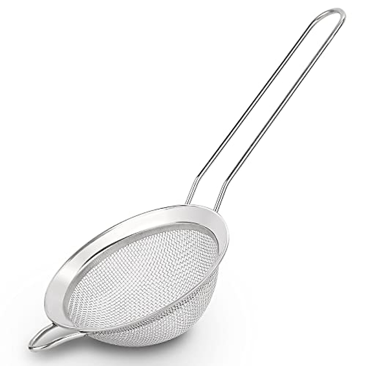 D Fine Mesh Strainer, Stainless Steel Sieve Sifter with Handle, Small Metal Strainer for Loose Tea, Juice, Drink, Herbs, Mini Sifter for Flour, Matcha, Kitchen, Baking, 3-Inch