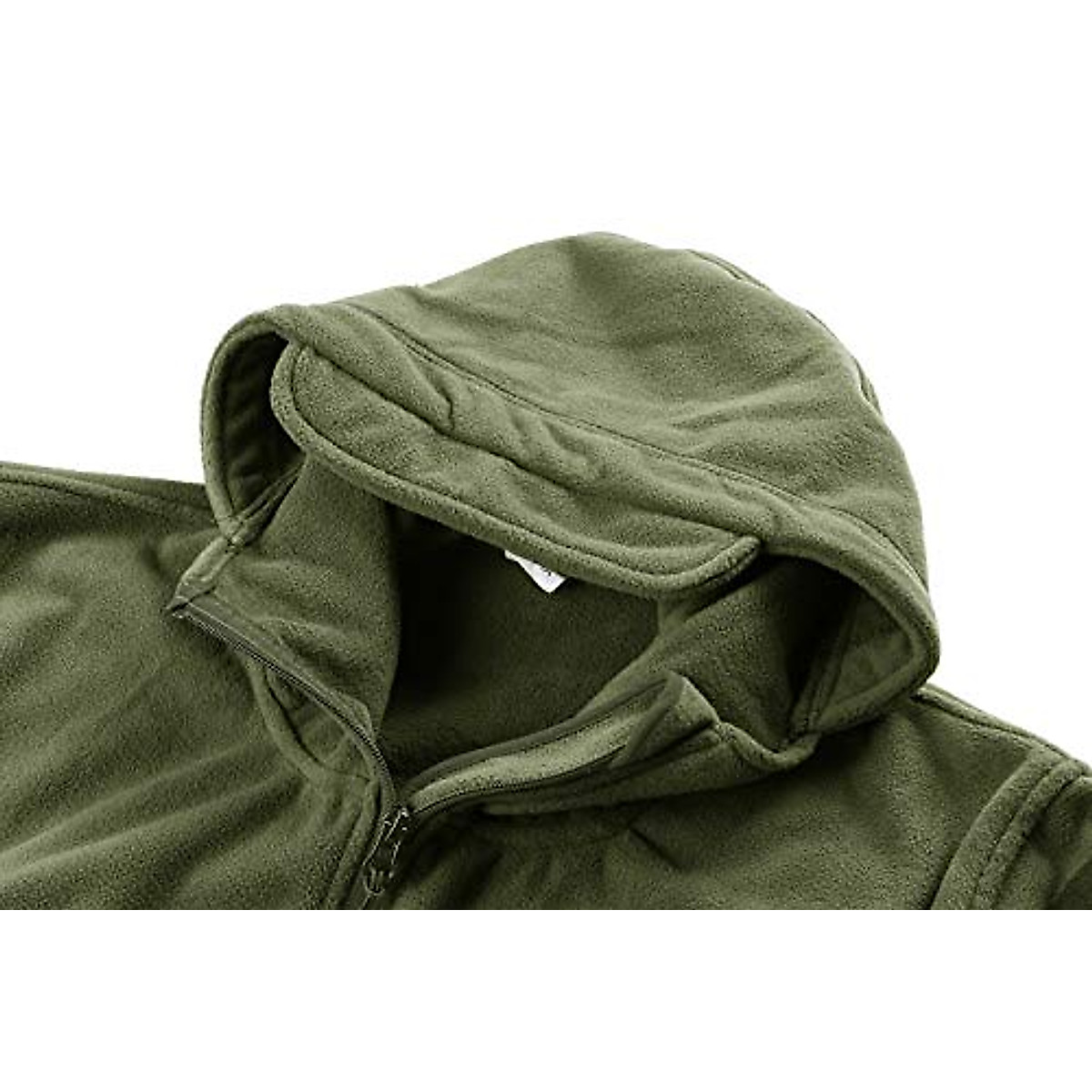 CRYSULLY Men's Tactical Front Zip Fleece Lining Hunting Mountaineering Jacket Windbreaker Coat Army Green
