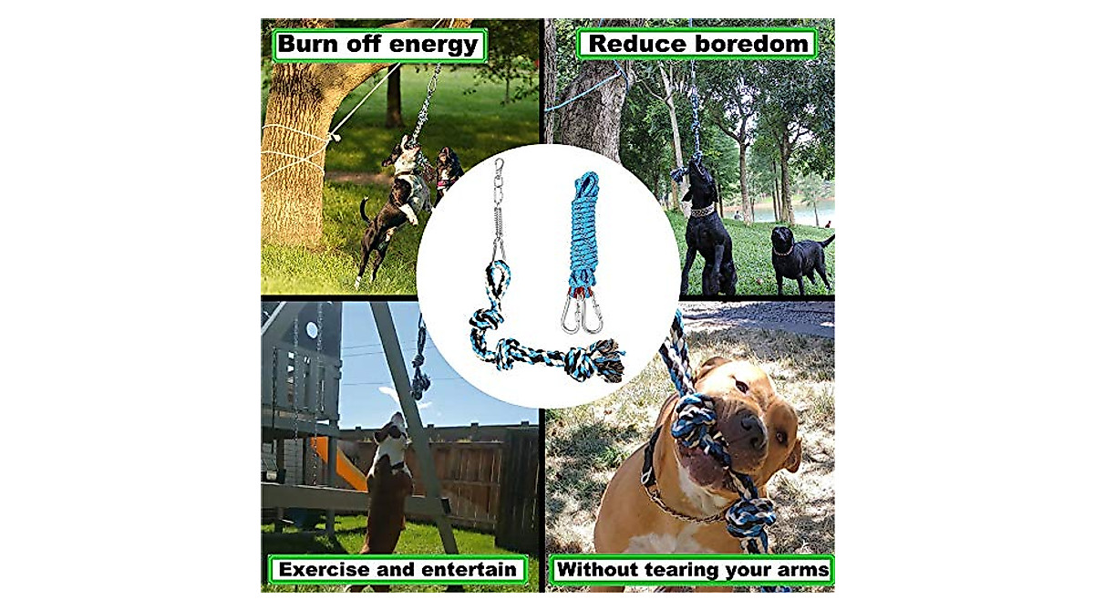 DIBBATU Spring Pole Dog Rope Toy - Heavy Duty Muscle Builder for Large Dogs