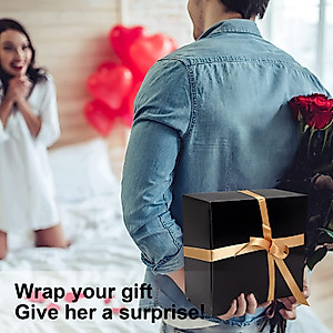 opaprain 8x8x4 inch 10 pack small black gift box with lid, easy to assemble, used for Christmas gift, bridesmaid proposal box, wedding and birthday party gift box.