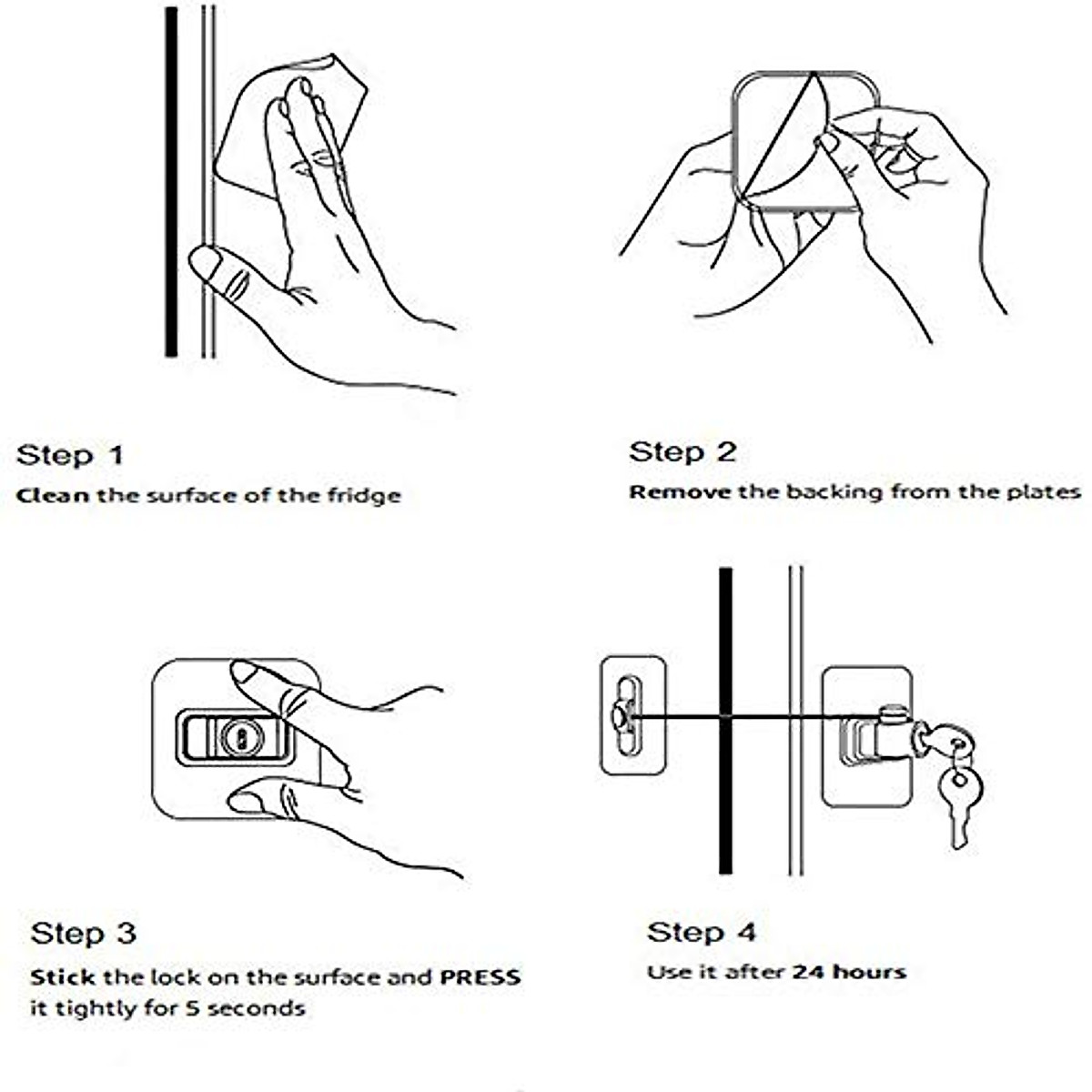 VOCOMO Refrigerator Lock, 2.8’’x2.8’’ Fridge Lock with Keys, Freezer Lock and Child Safety Cabinet Lock with Strong Adhesive (2 Pack)