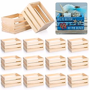 Roowest Small Wooden Crates 5" Craft Nesting Wood Basket Unfinished Storage for Display Storage Decor DIY Milk Wine Towel Toys Retail Art Craft Home Bathroom(24 Pcs)