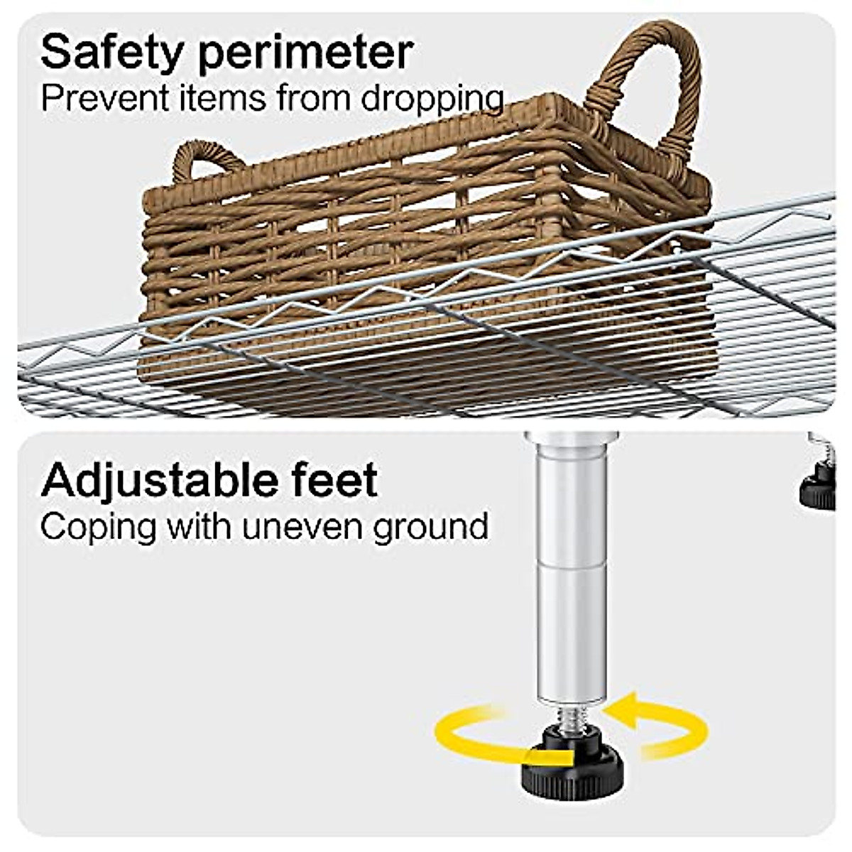 ZTBGY 5 Tier Storage Rack Adjustable Wire Shelving Unit Rack Shelf with Leveling Feet Steel Organizer Rack for Laundry Bathroom Kitchen Pantry Closet (21.6L x 12W x 59.1H) (Silver)