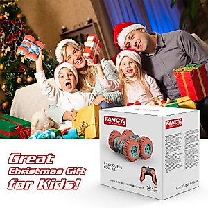 Fixget Amphibious Remote Control Car for Kids, 2.4GHz Waterproof Off Road Truck Toys, 4WD Electric Double Sides RC Stunt Boat Gifts for 6+ Years Old Boys