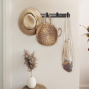 Moloudan 2-Pack Coat Rack with 5 Hooks Wall Mounted Heavy Duty Coat Hook Matte Black