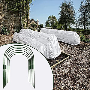 MISNODE 6PCS Greenhouse Hoops, 35.5 x 20.5 Inch Plant Support Garden Stakes, Rustproof Steel Tall Plant Grow Tunnel Hoop with Detachable Stakes for Garden Fabric Netting Raised Beds
