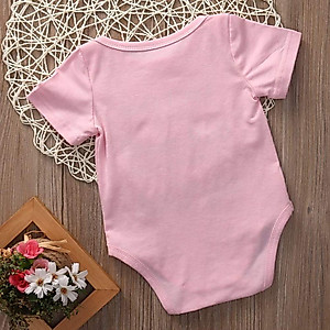 G-Amber Baby Girls Romper Pink Series Bodysuit Infant Funny Letters Jumpsuit Outfit 0-24 Months (Pink-Happy Birthday Daddy, 3-6Months)