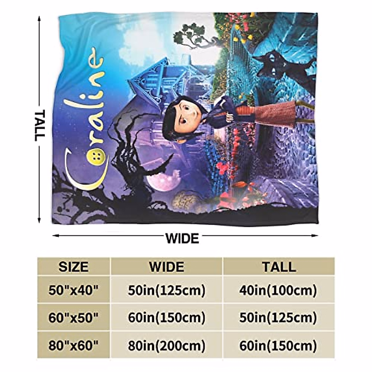 Suping Horror Blanket Ultra-Soft Micro Fleece Blanket Throw All Season Fuzzy Lightweight Throw Blankets for Office Company Home Couch Bed Sofa 50inchX40inch, Black-1