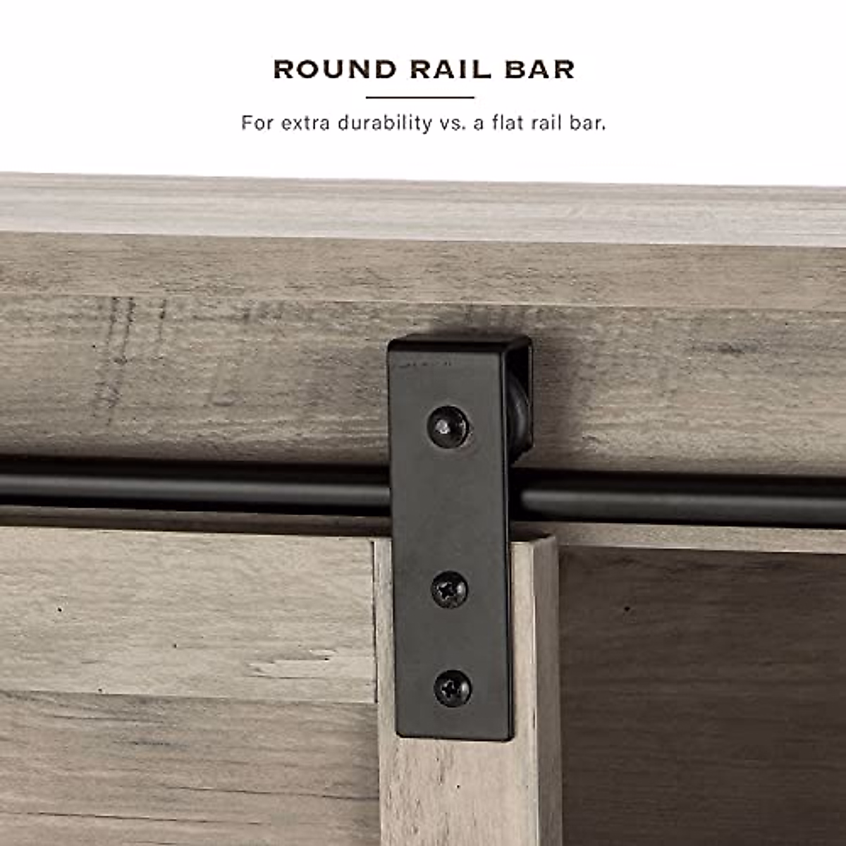 Landia Home Farmhouse Accent Cabinet, End Table, Modern Bed Side End Table with Barn Door and Shelf, Nightstand for Bedroom, Living Room, Grey