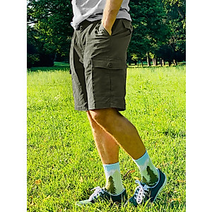 TACVASEN Mens Cargo Shorts Golf Cotton Shorts Elastic Waist Shorts Multi Pocket Shorts Hiking Shorts Fishing Shorts