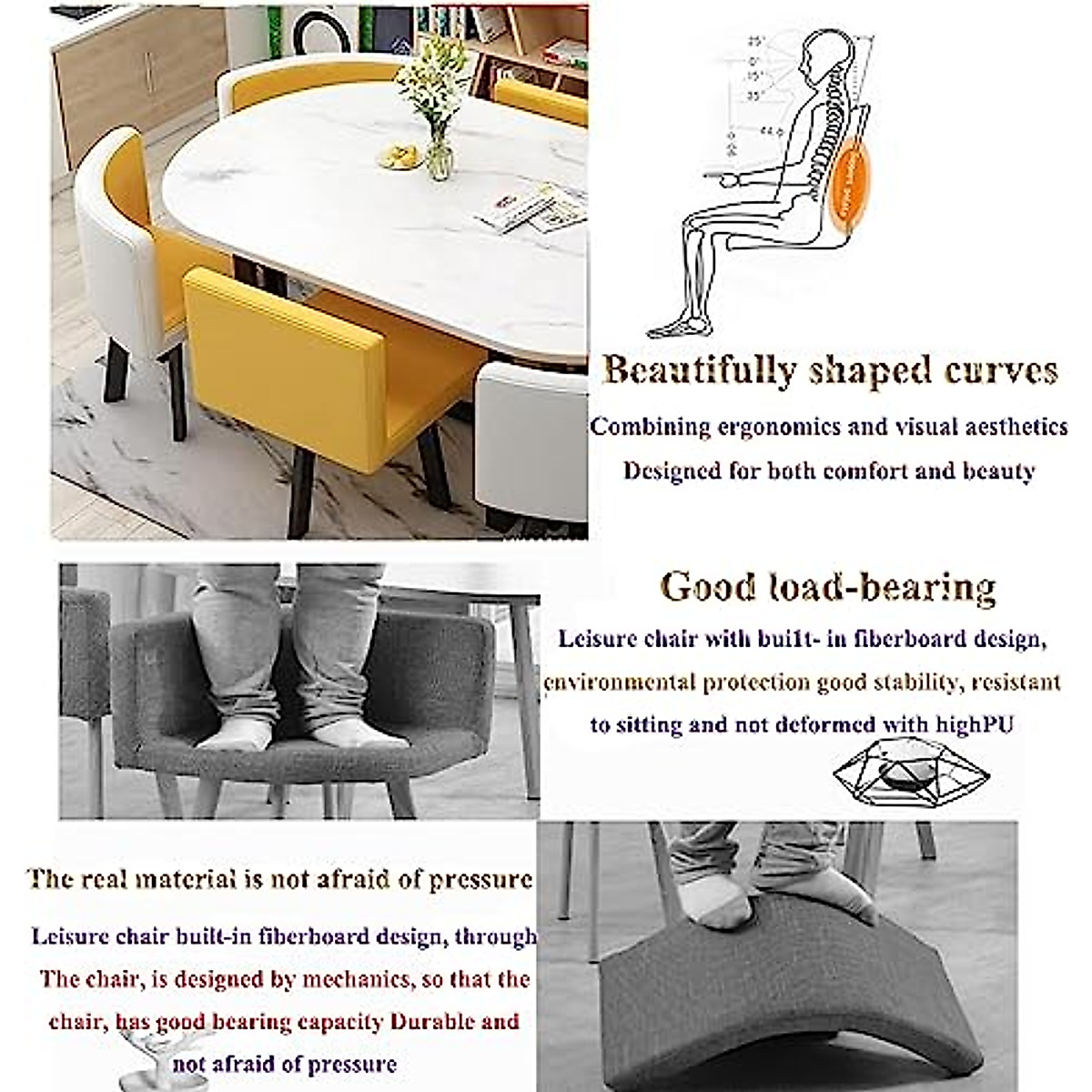 RUANLOV 7-Piece Contemporary Style Kitchen Table Set,Dining Table Set for 6, Kitchen Table and Chairs for 6, Oval Dining Room Table Set for Small Space, Apartment (E 90x150cm)