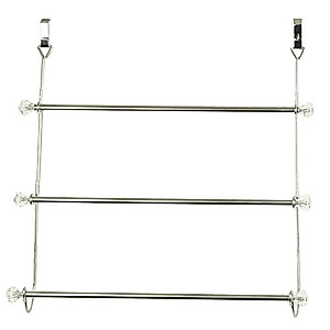 Home Basics TH41069 Over The Door 3-Tier Towel Rack, 21.4" x 5" x 21",Silver